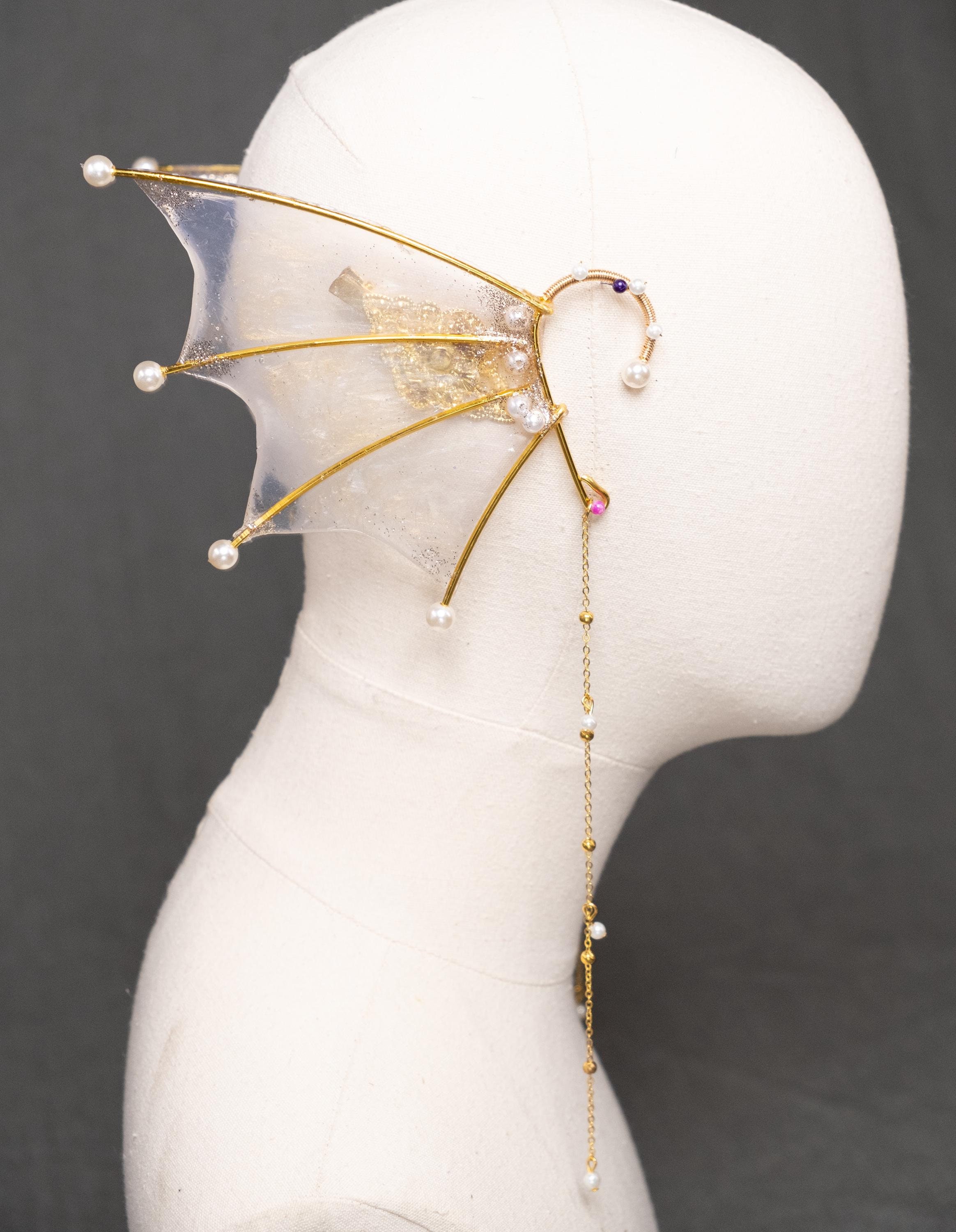 Mermaid Ears, Gold and Beige, Resin, Fish Fin Ears, Siren Ears, Merfolk ...