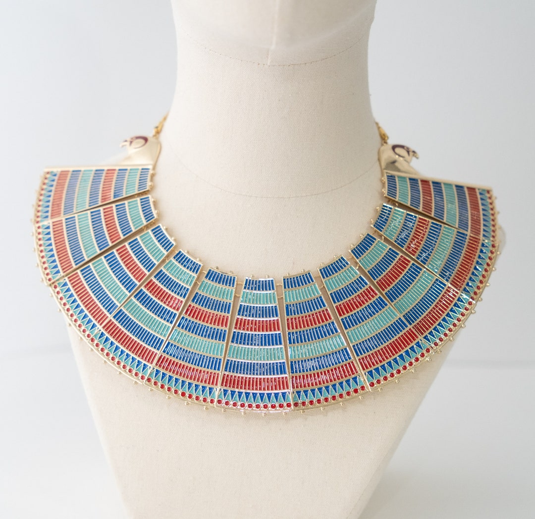 Replica Ancient Egyptian Necklace, Usekh Collar of Tutankhamun, Gold ...