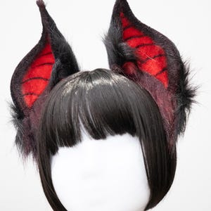 Black Bat Ears, Black Gray Furry Bat Ears, Demon Bat Ears, Halloween ...