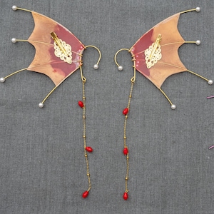 Mermaid Ears, Orange and Gold, Resin, Fish Fin Ears, Siren Ears ...