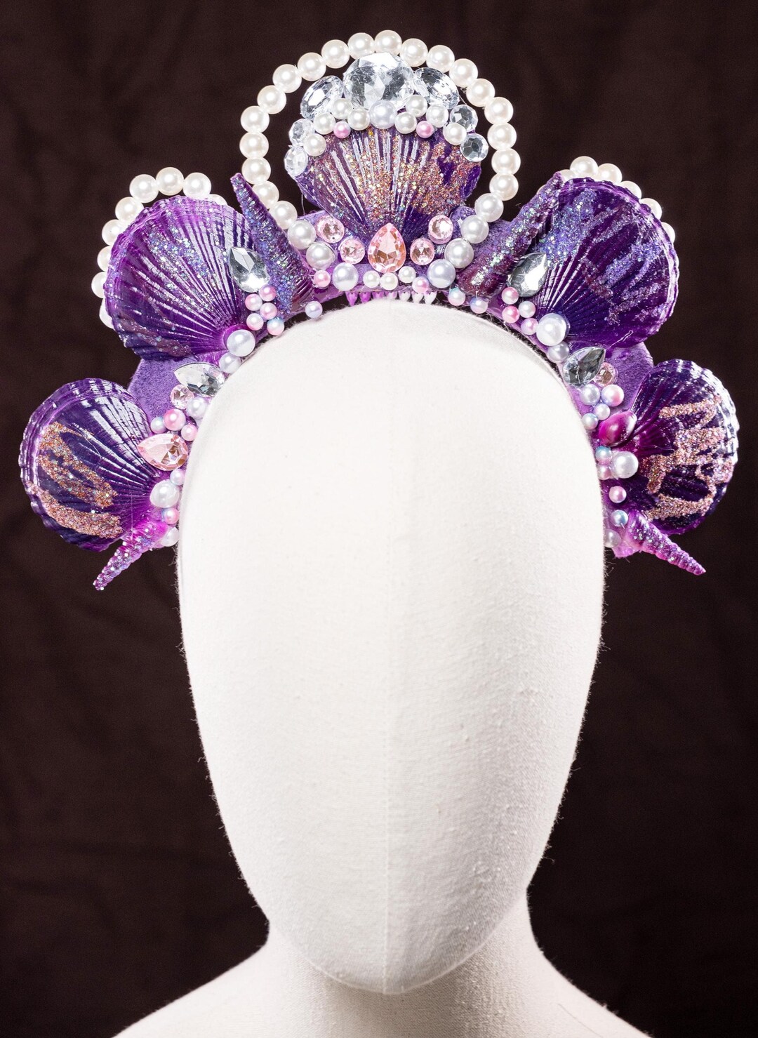 Mermaid Tiara, Purple, Seashell Crown, Made of Natural Shells, Siren ...