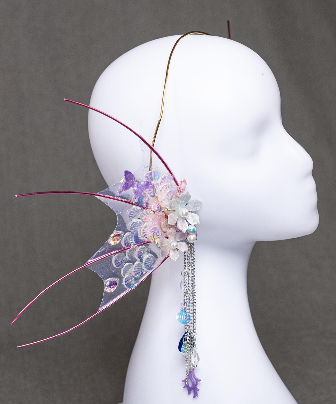 Mermaid Ears, Magenta Purple, Resin, Fish Fin Ears, Siren Ears, Merfolk ...