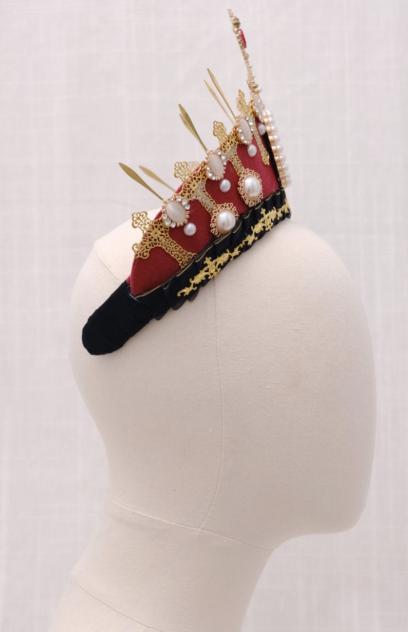 Lolita Tudor Crown Red Gold Rococo Tiara Imperial Religious Queen ...