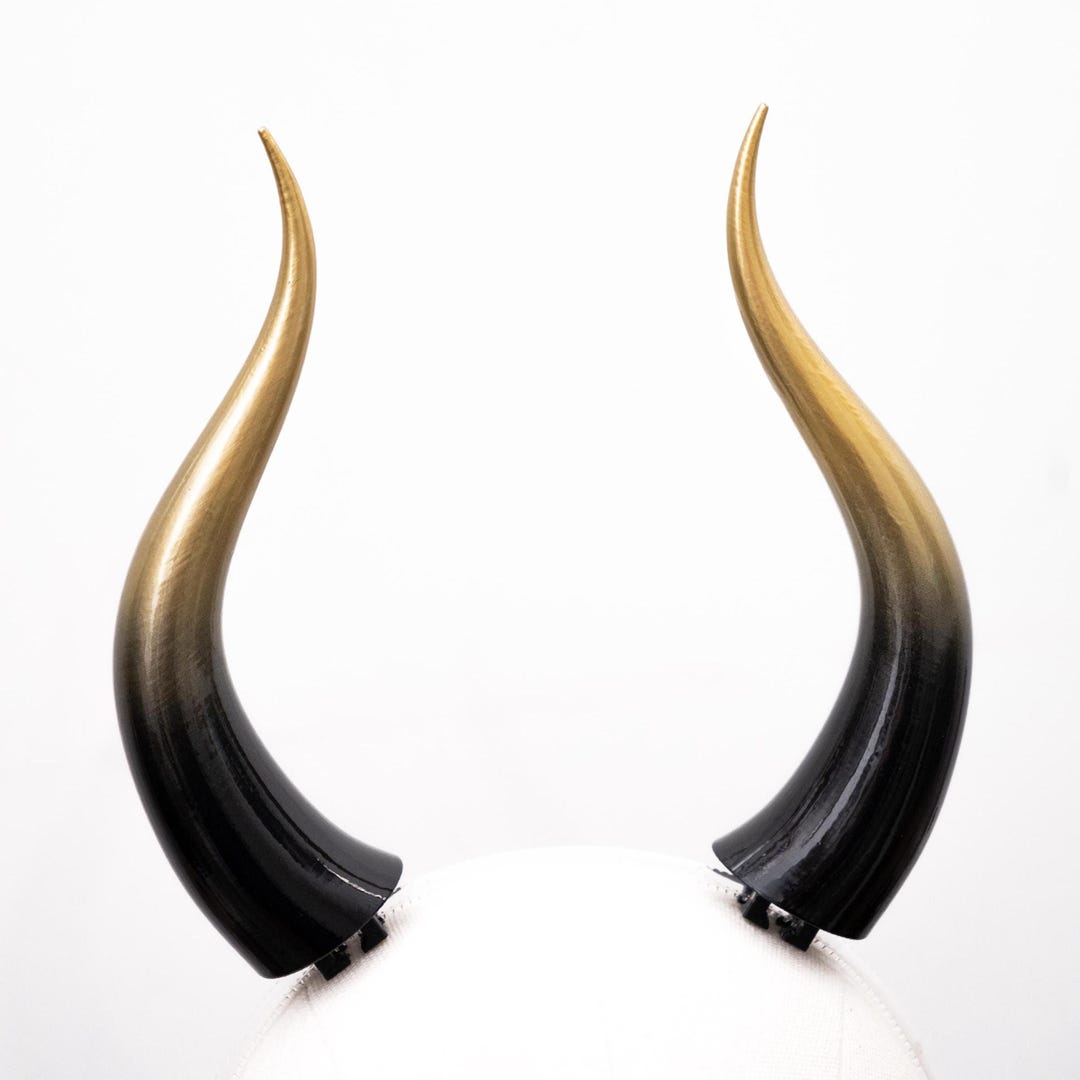 Dragon Demon Horns, Black Gold Gradient, 6.5 In, Smooth, Painted and ...