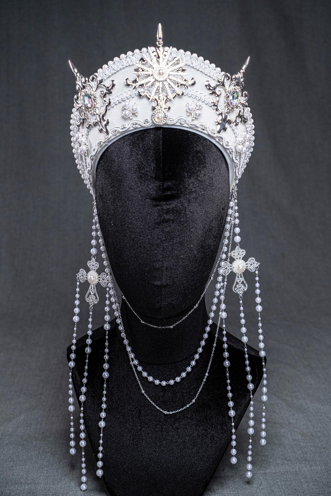 Tudor Crown, White and Silver, Snow Queen, Baroque Imperial Religious ...