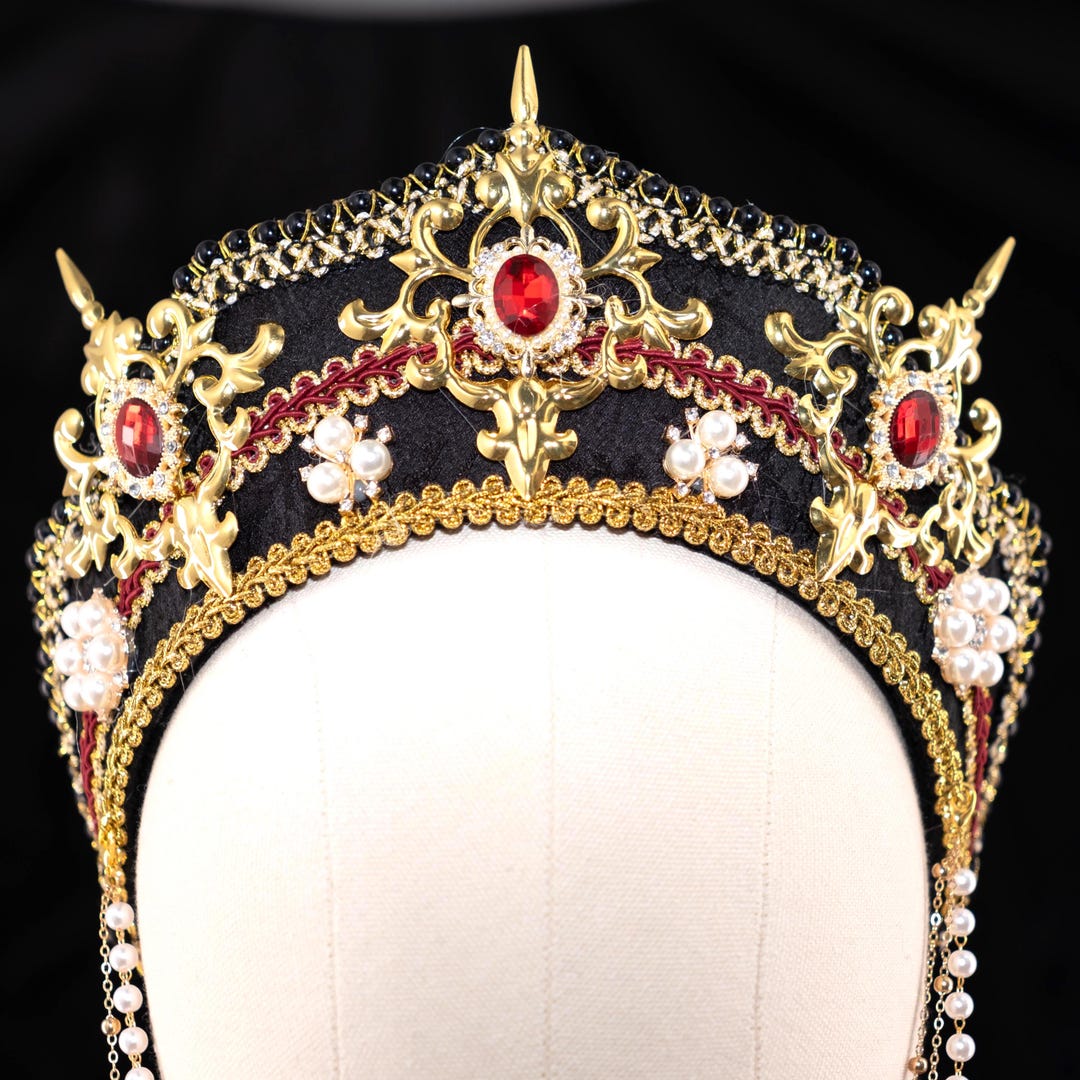 Tudor Crown, Black Red and Gold, Baroque Imperial Religious Queen ...