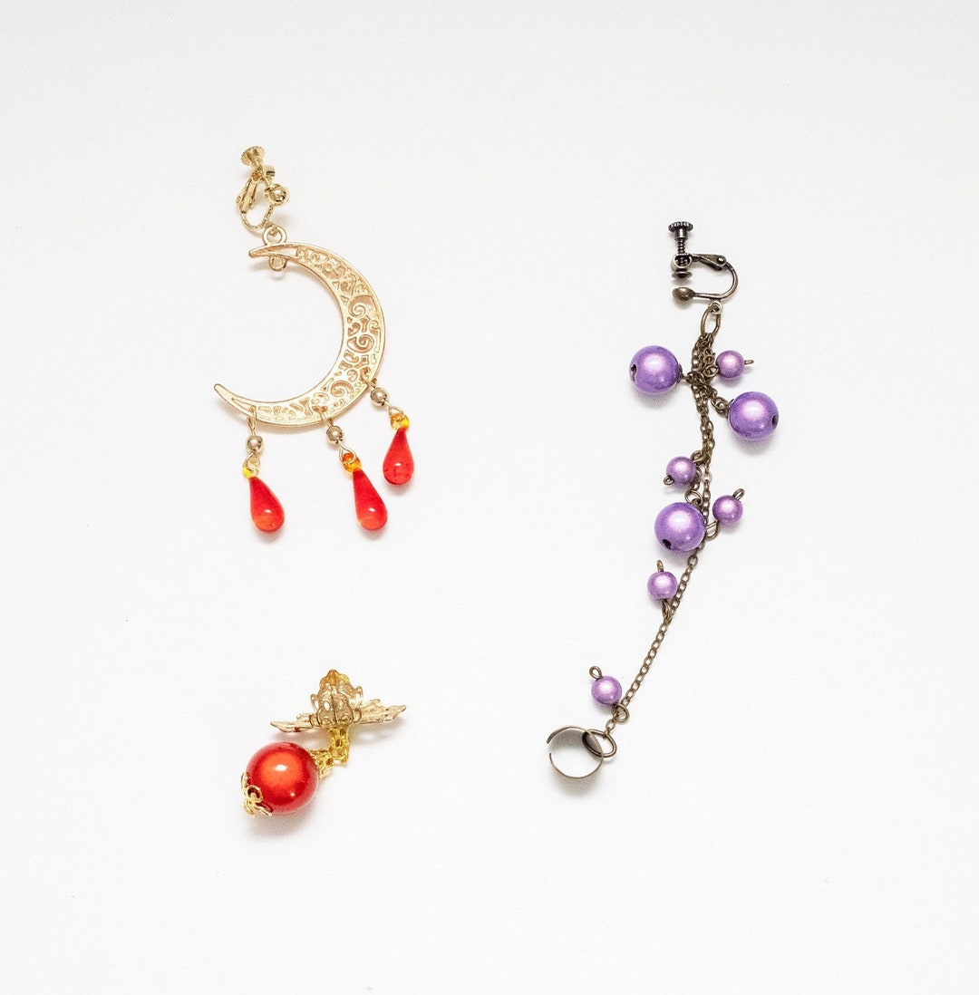 Xxxholic Ichihara Yuko Inspired Ear Clip Cosplay Gold Red Brass Purple ...