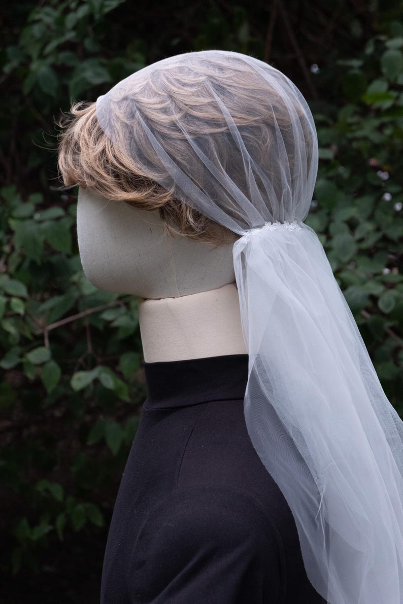 Wedding Bridal Veil With Hat, White, Bridal Hood, 1920s Vintage ...