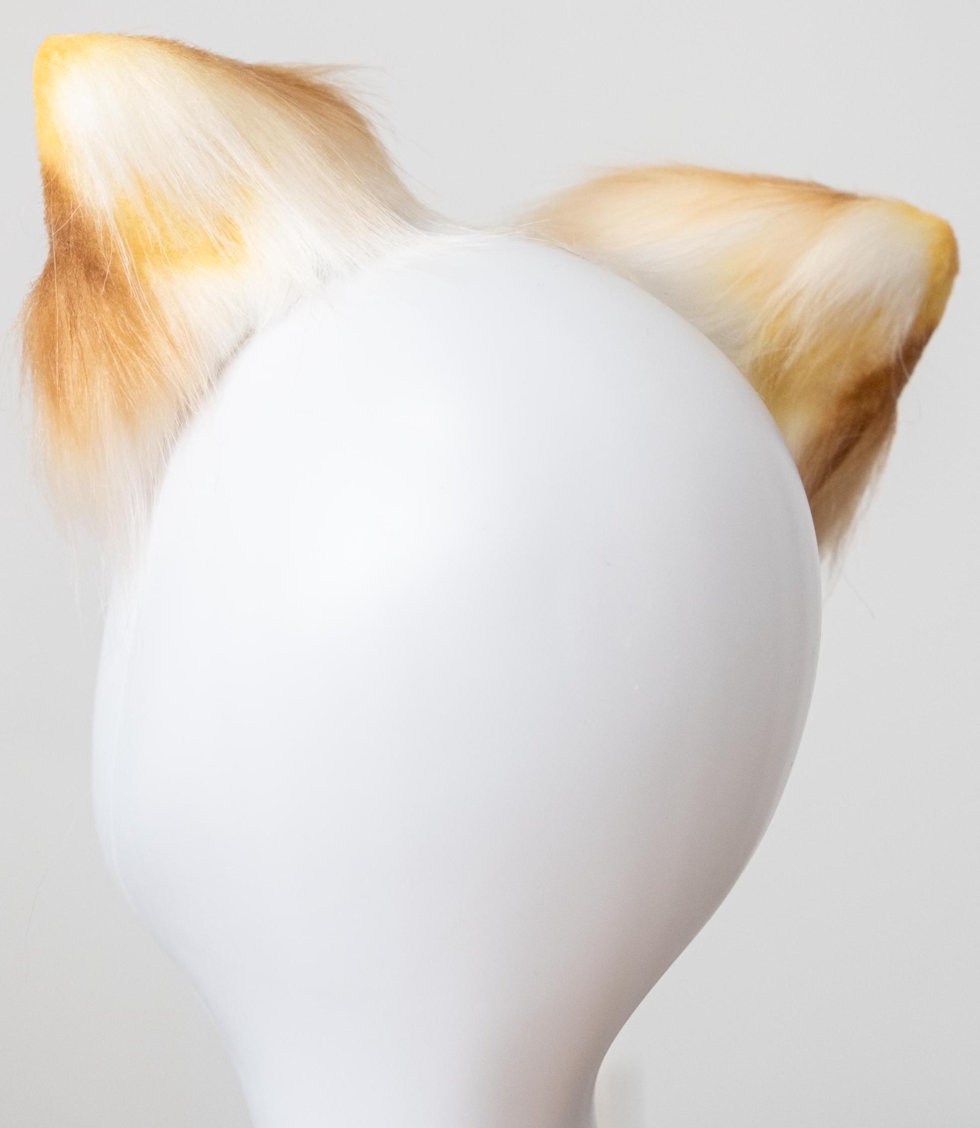 Calico Cat Ears, Yellow and White Cat Ears, Furry Cosplay, Lifelike ...