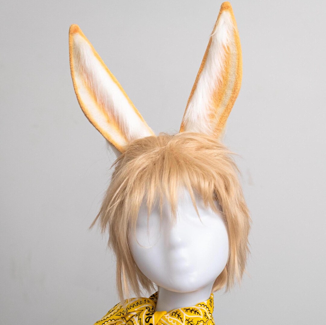 Long Rabbit Ears, Yellow Bunny Ears, Furry Rabbit Ears, Lifelike Fur ...