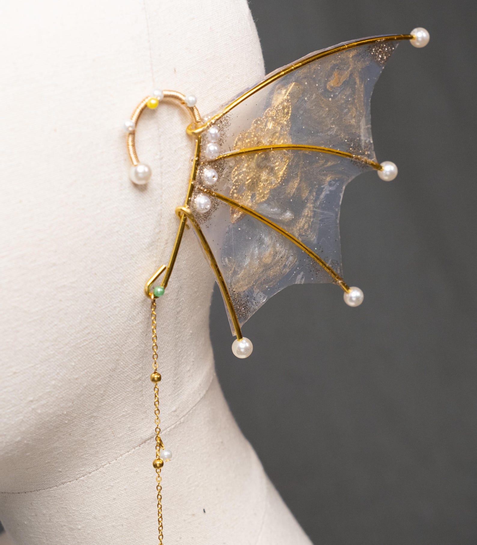 Mermaid Ears, Gold and Beige, Resin, Fish Fin Ears, Siren Ears, Merfolk ...
