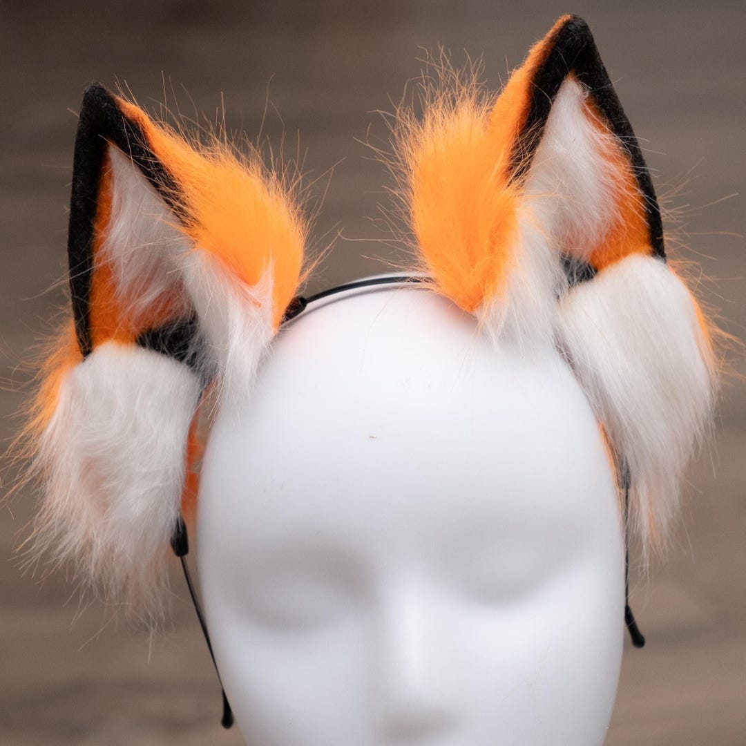 Orange Fox Ears With Black Tips, Fox Ears, Fennec Fox Ears, Cosplay ...