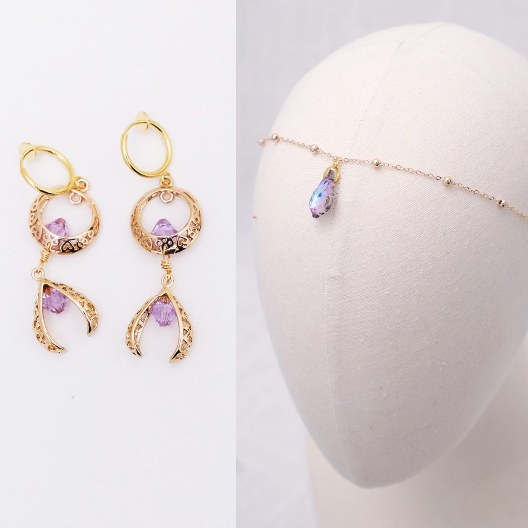 Fate Gilgamesh Earrings, Non-piercing Ear Clips, Headband, Gold-plated ...