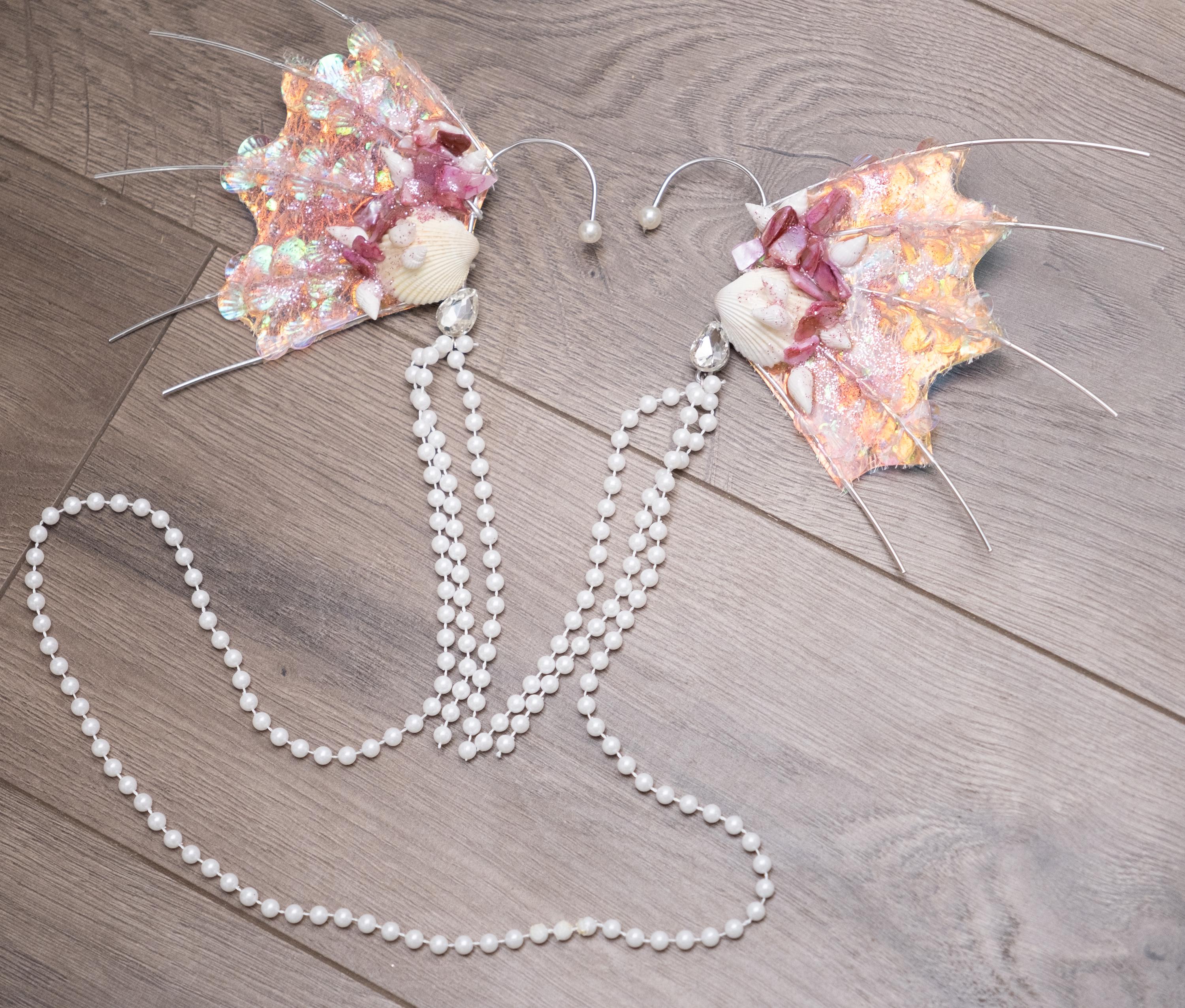 Mermaid Ears, Pink, Resin, Fish Fin Ears, Siren Ears, Merfolk Ears ...