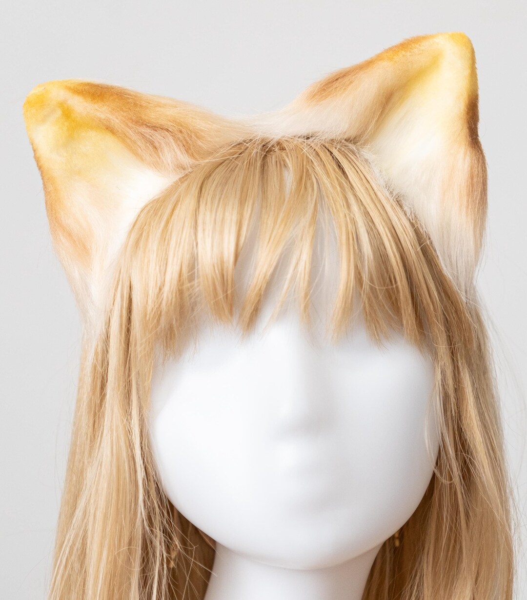 Calico Cat Ears, Yellow and White Cat Ears, Furry Cosplay, Lifelike ...