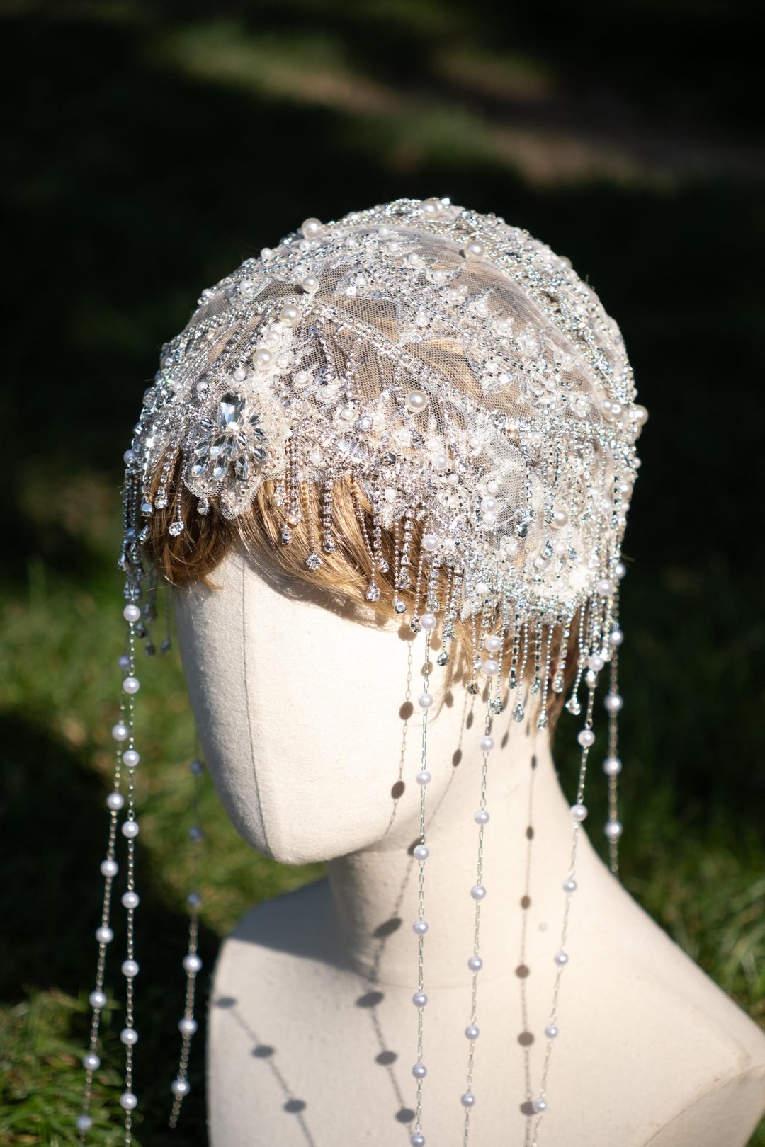 Gatsby Headpiece, White and Silver, Bead and Sequin, Jazz Age, Juliet ...