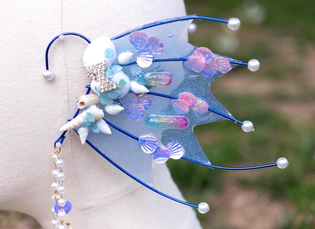 Mermaid Ears, Navy Blue, Resin, Fish Fin Ears, Siren Ears, Merfolk Ears ...