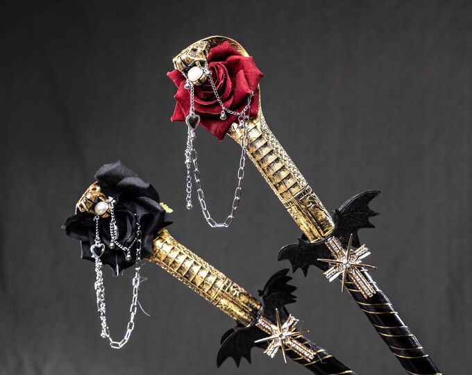 Royal Rod, Queen Scepter, Black Red Rose, Gold, Renaissance Scepter ...