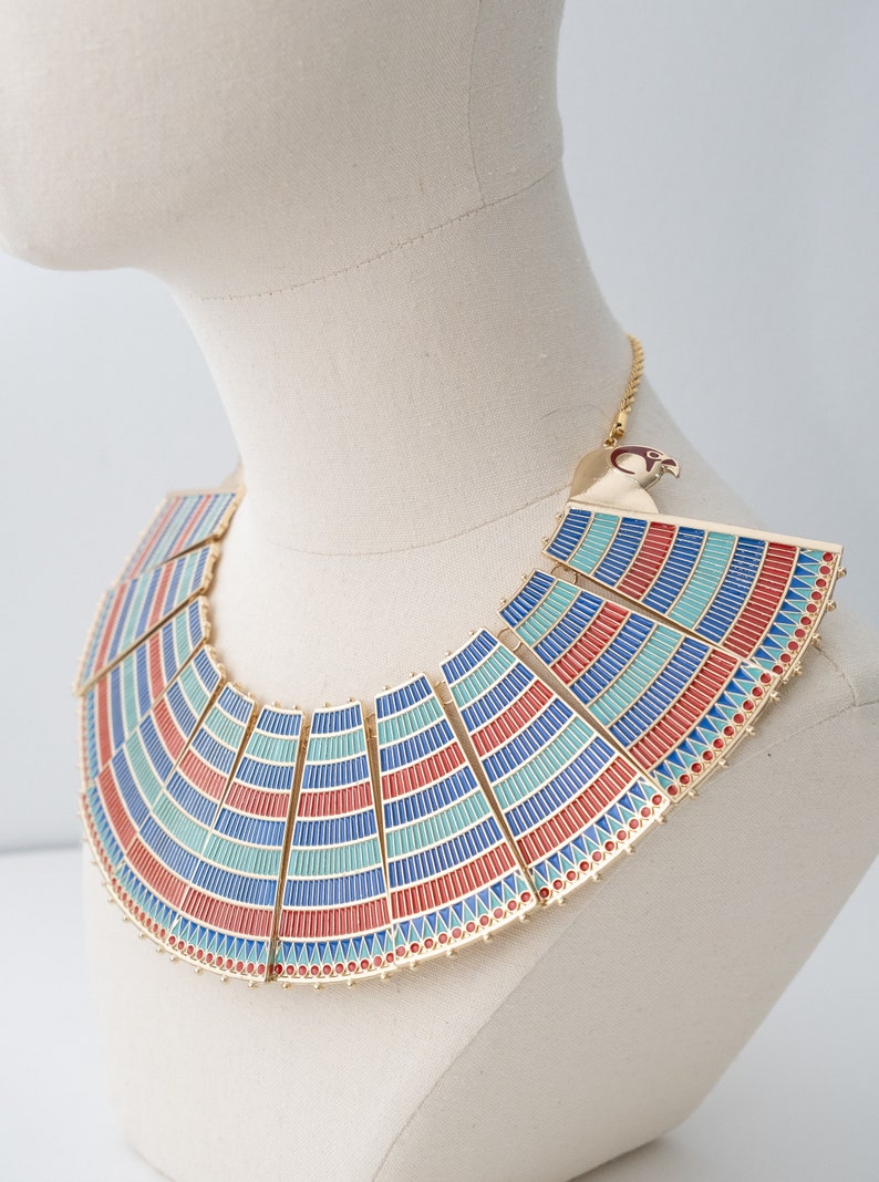 Replica Ancient Egyptian Necklace Usekh Collar of Tutankhamun 14k Gold ...