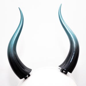 Dragon Demon Horns, Black Blue Gradient, 6.5 In, Smooth, Painted and ...
