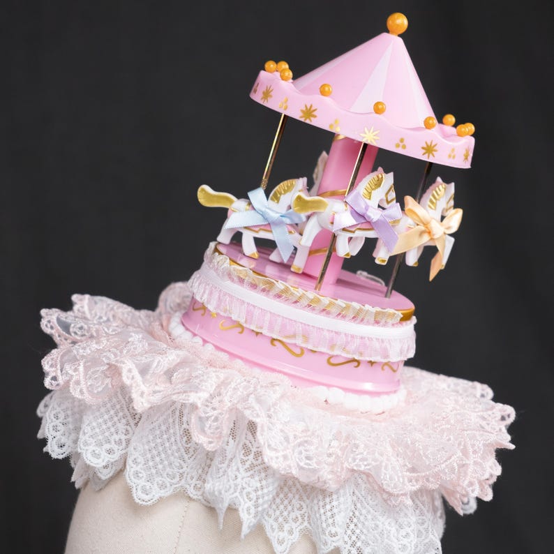 Carousel Hat Costume, Pink, for Adults or Kids, Sweet Kawaii Halloween ...