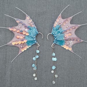 Mermaid Ears, Pink and Blue, Resin, Fish Fin Ears, Siren Ears, Merfolk ...