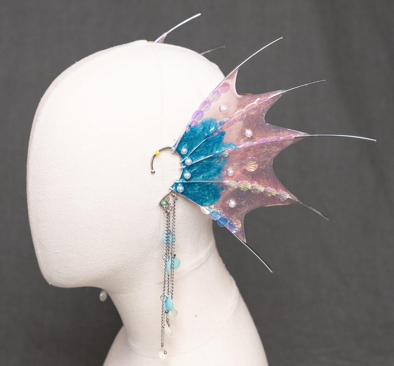 Mermaid Ears, Pink and Blue, Resin, Fish Fin Ears, Siren Ears, Merfolk ...