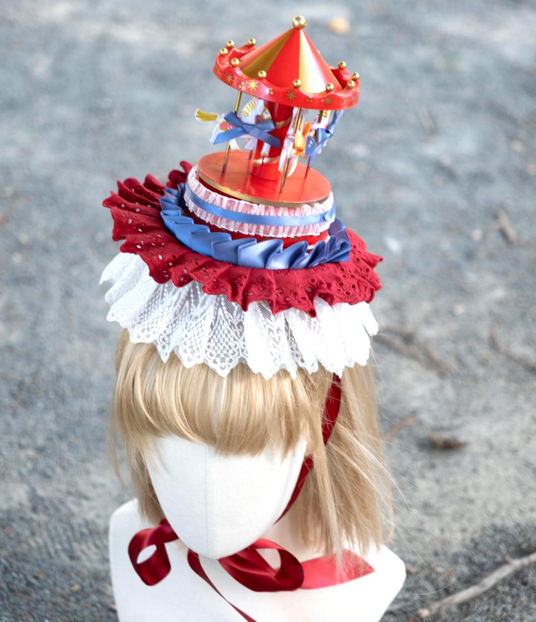 Carousel Hat Costume, Red and Blue, for Adults or Kids, Sweet Kawaii ...