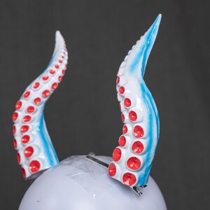 Tentacle Horns, Red and Blue, 6 In, Painted and Finished, LARP Octopus ...