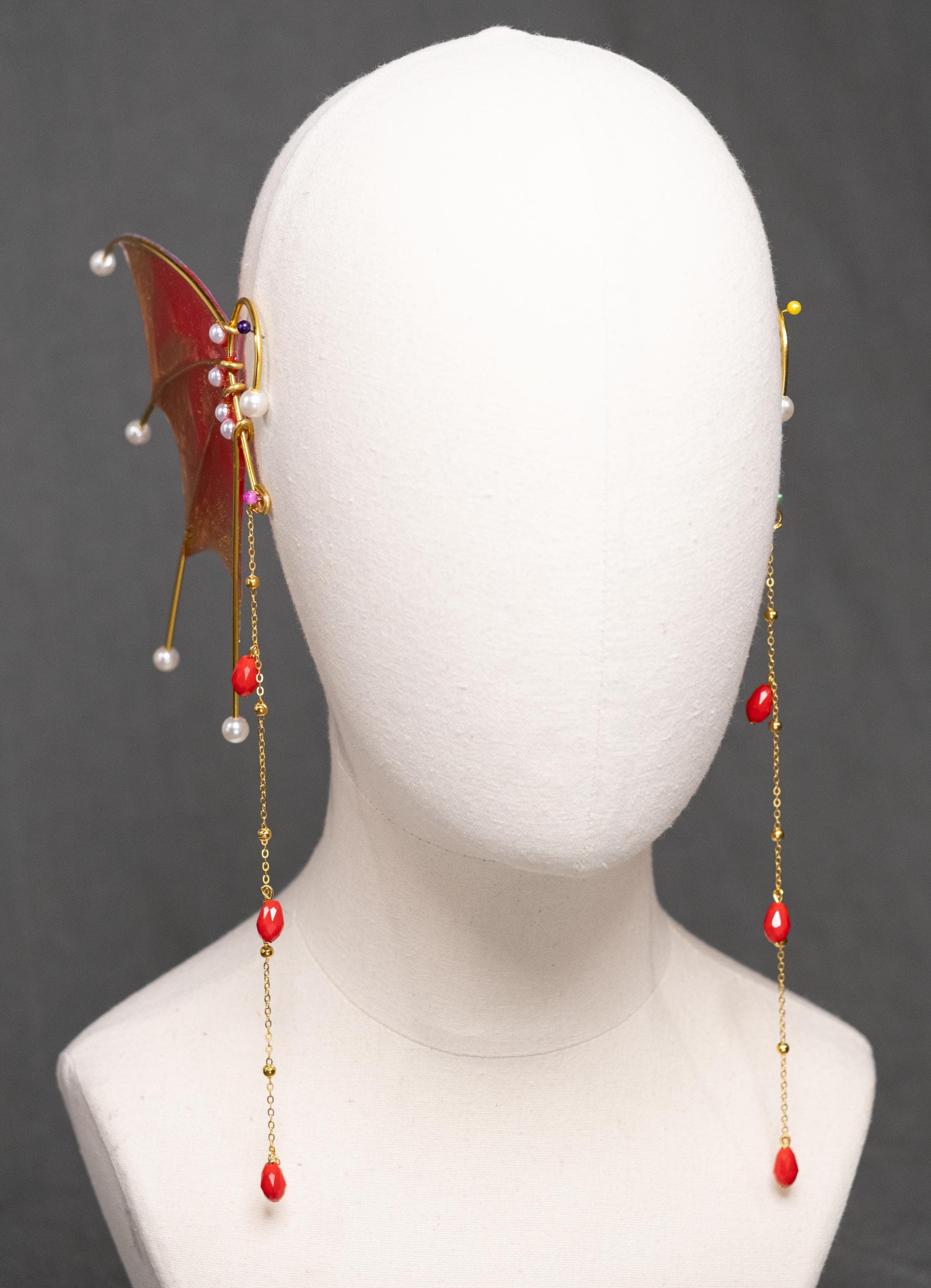 Mermaid Ears, Orange and Gold, Resin, Fish Fin Ears, Siren Ears ...