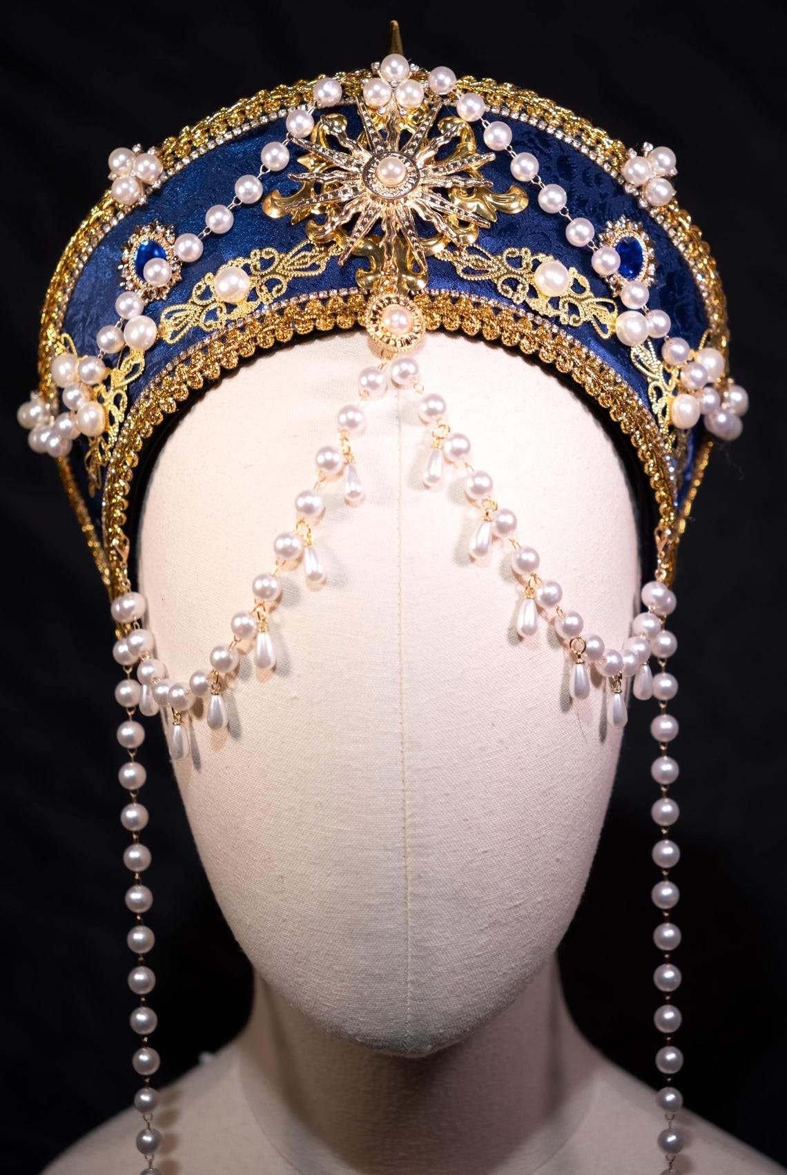 Tudor Crown, Dark Navy and Gold, Baroque Imperial Religious Queen ...