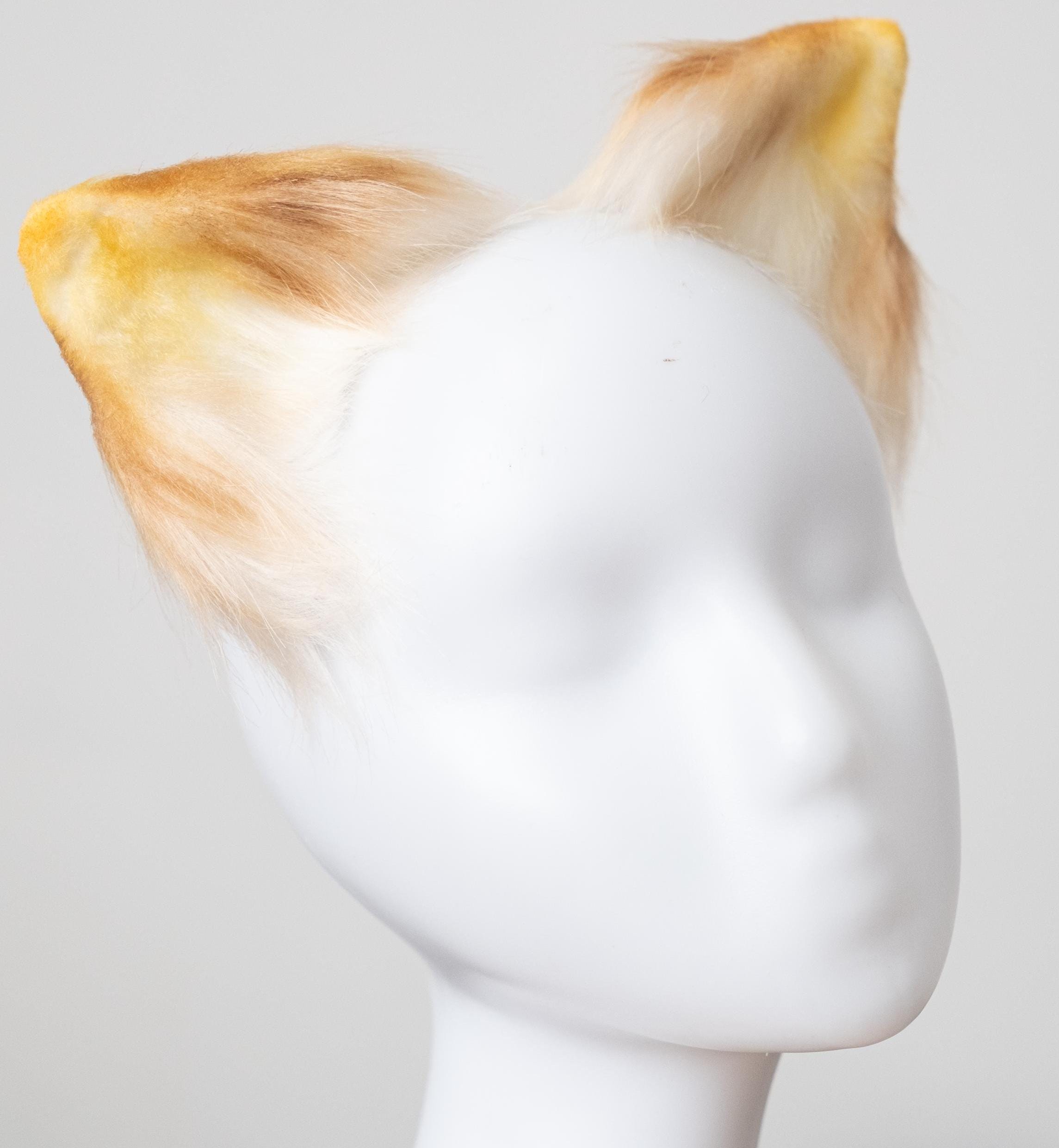 Calico Cat Ears, Yellow and White Cat Ears, Furry Cosplay, Lifelike ...