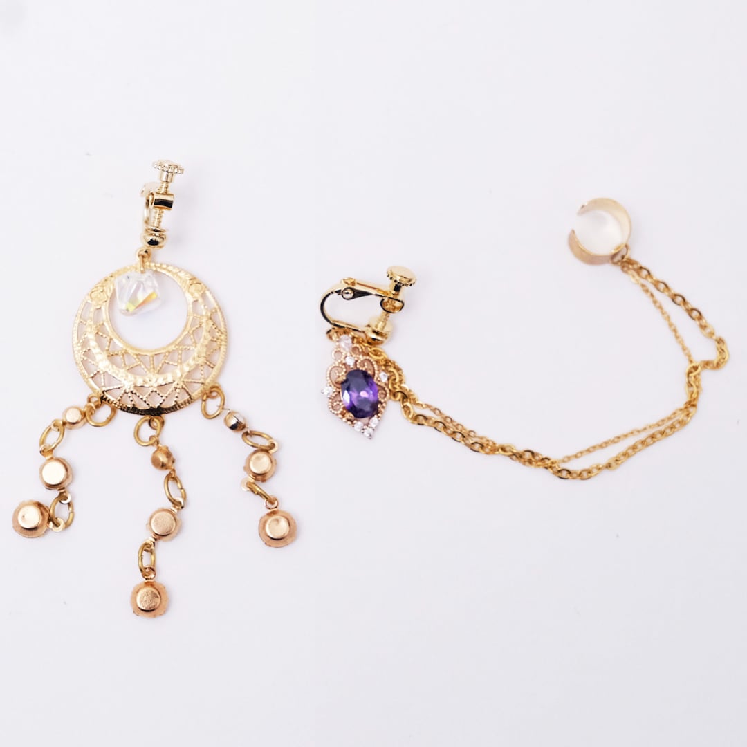 Fate Gilgamesh Enkidu Earrings, Non-piercing Ear Clips, Gold-plated ...