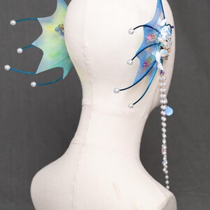 Mermaid Ears, Cerulean Blue, Resin, Fish Fin Ears, Siren Ears, Merfolk ...