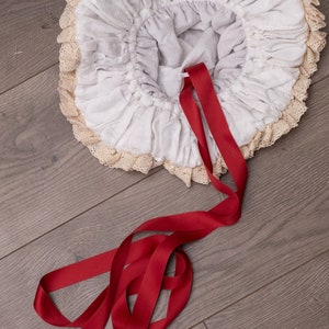 Red Button Mushroom Hat With White Dots, Decorated With Cotton Laces ...