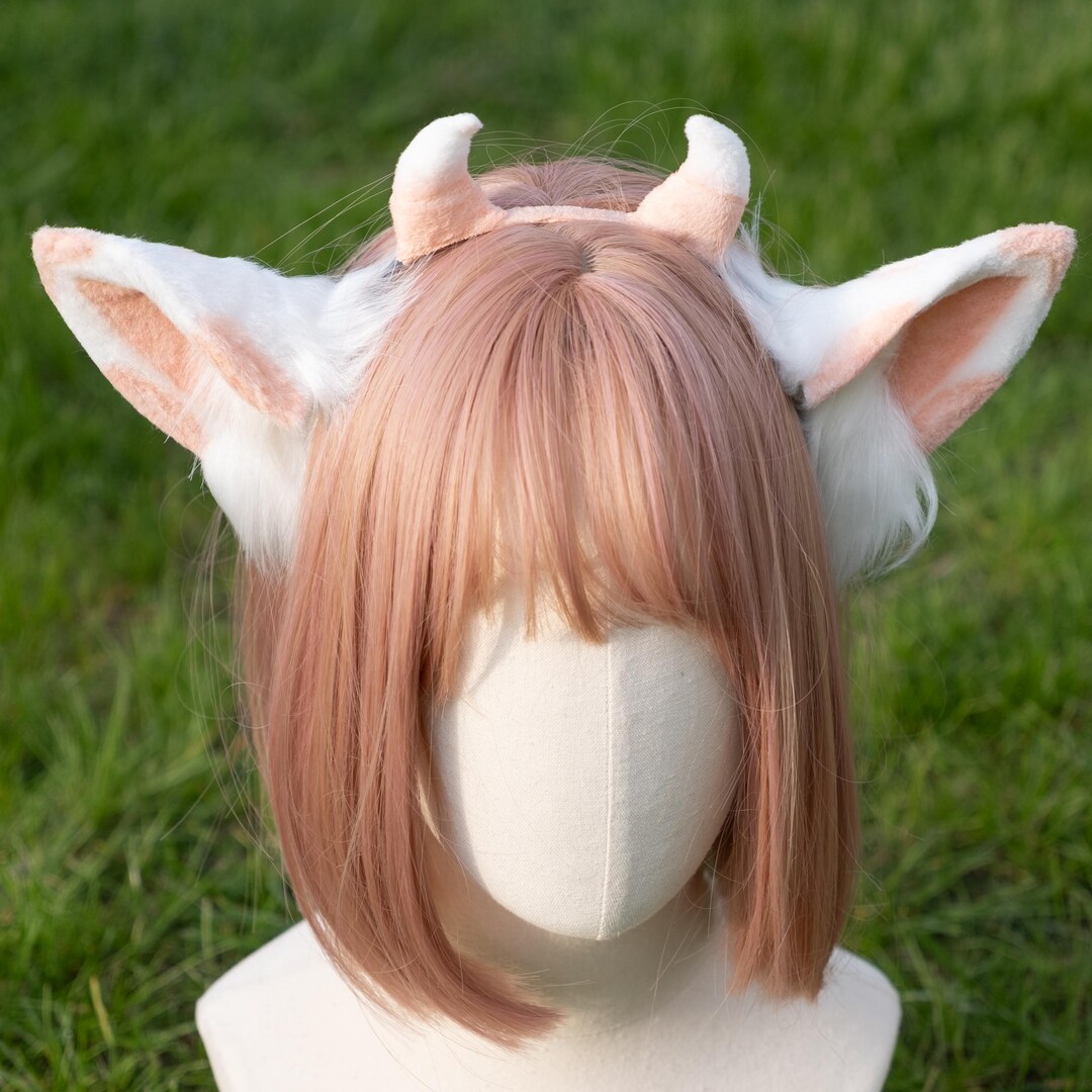 Kawaii Bull Ears, Pink and White, Cattle Ears, Cute Cattle Ears With ...