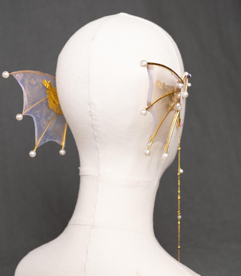 Mermaid Ears, Gold and Beige, Resin, Fish Fin Ears, Siren Ears, Merfolk ...