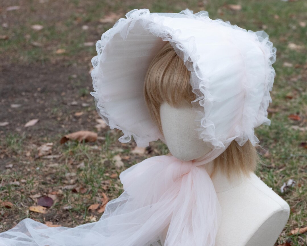 Victorian Pink Mourning Bonnet, Adult Size, Soft Laces, Ren Faire ...
