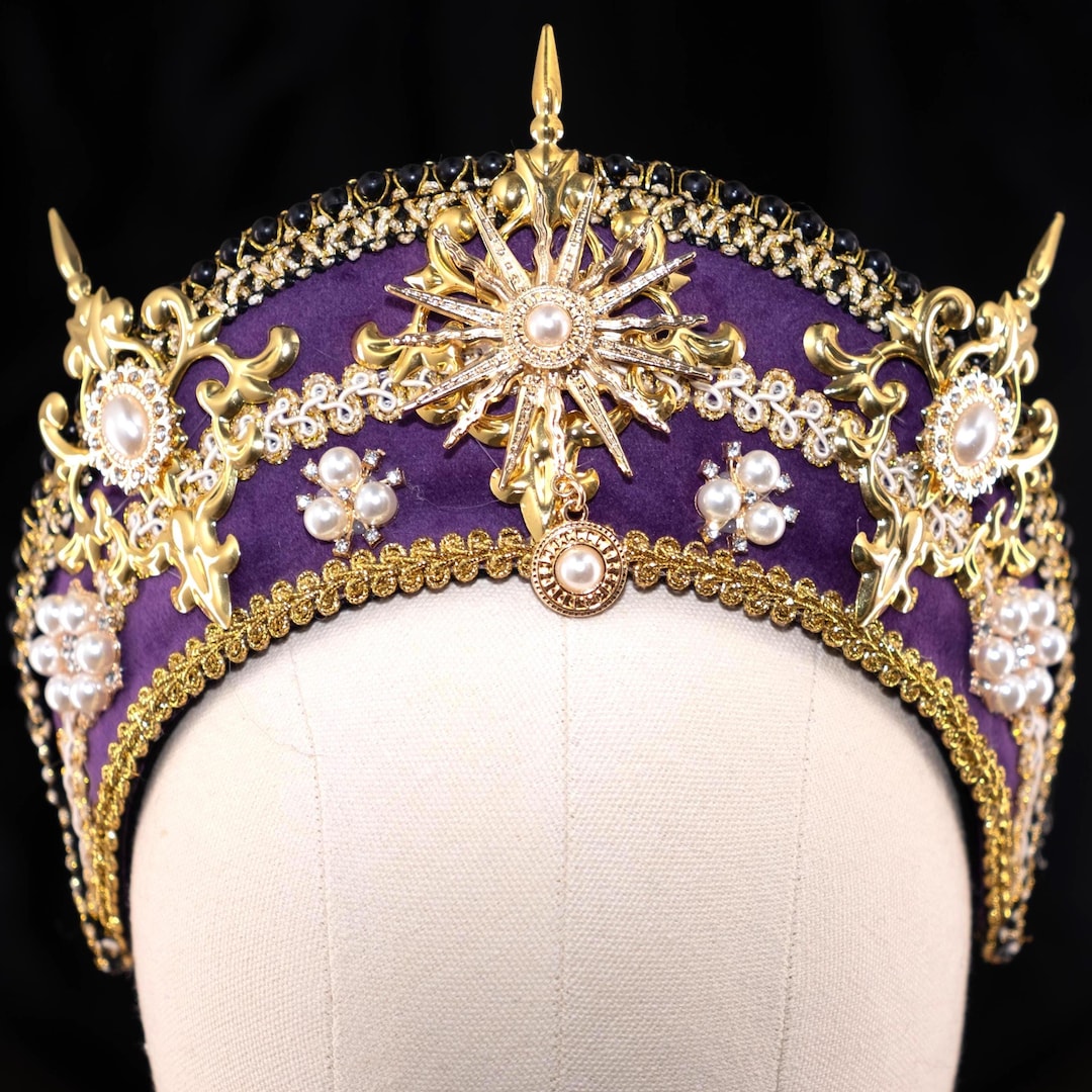Tudor Crown, Purple and Gold, Baroque Imperial Religious Queen Emperor ...