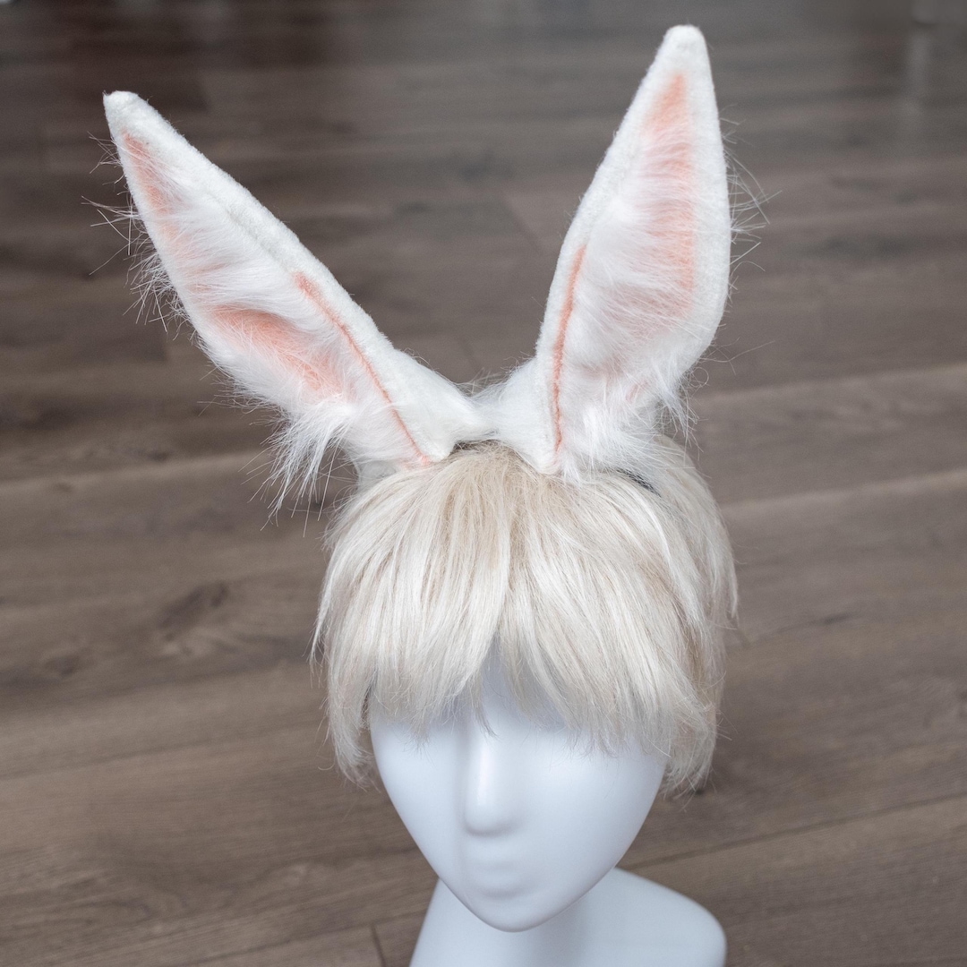 Long Rabbit Ears, White Bunny Ears, Furry Rabbit Ears, Lifelike Fur ...