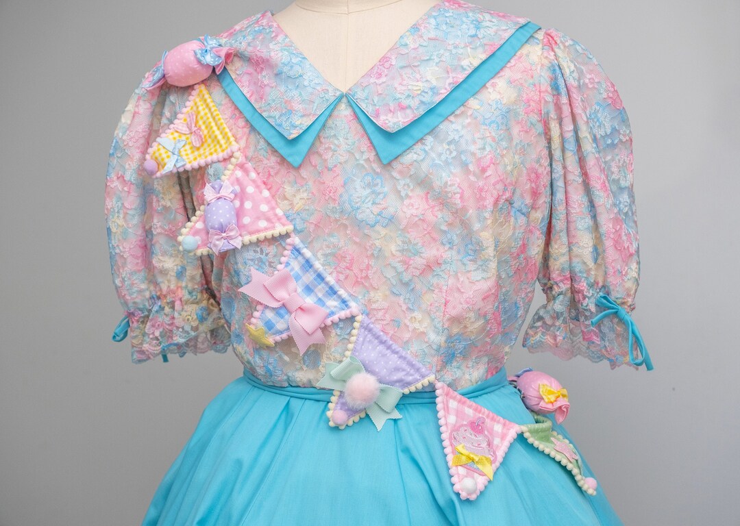 Sweet Lolita Sash, Pink Blue Green Yellow, Cotton, Adult Size, Sewed by ...