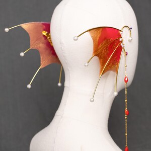 Mermaid Ears, Orange and Gold, Resin, Fish Fin Ears, Siren Ears ...
