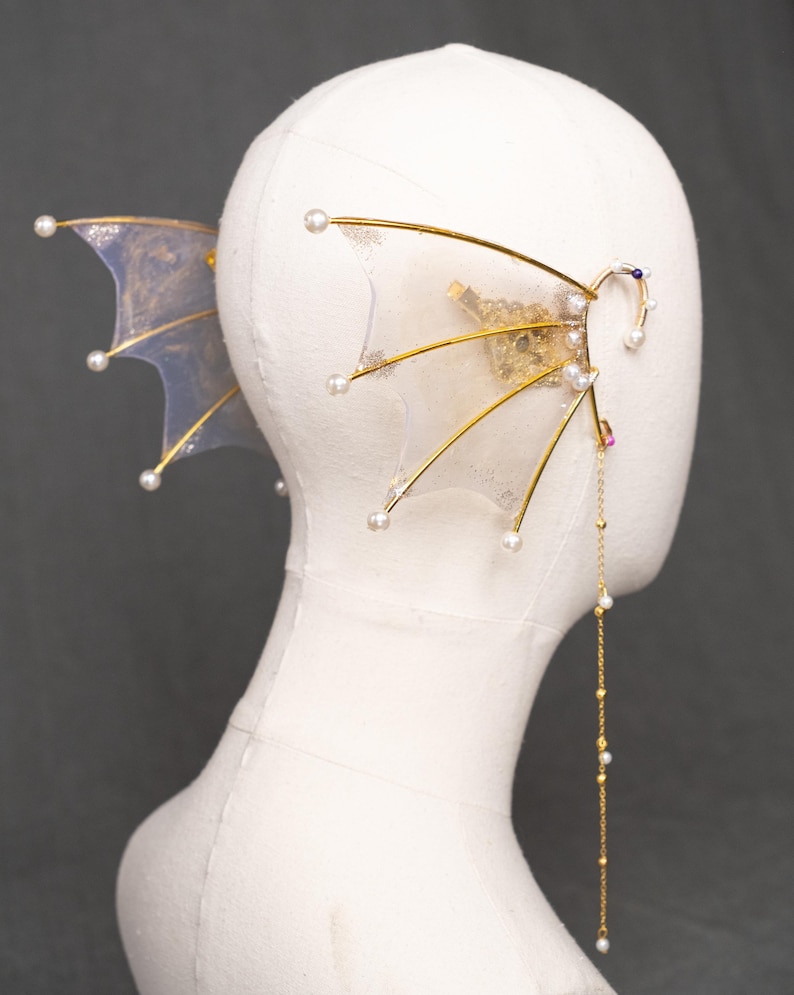 Mermaid Ears, Gold and Beige, Resin, Fish Fin Ears, Siren Ears, Merfolk ...