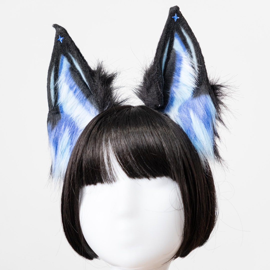 Black and Blue Anubis Ears, Blue Wolf Dog Ears, Egyptian Cosplay Anime ...