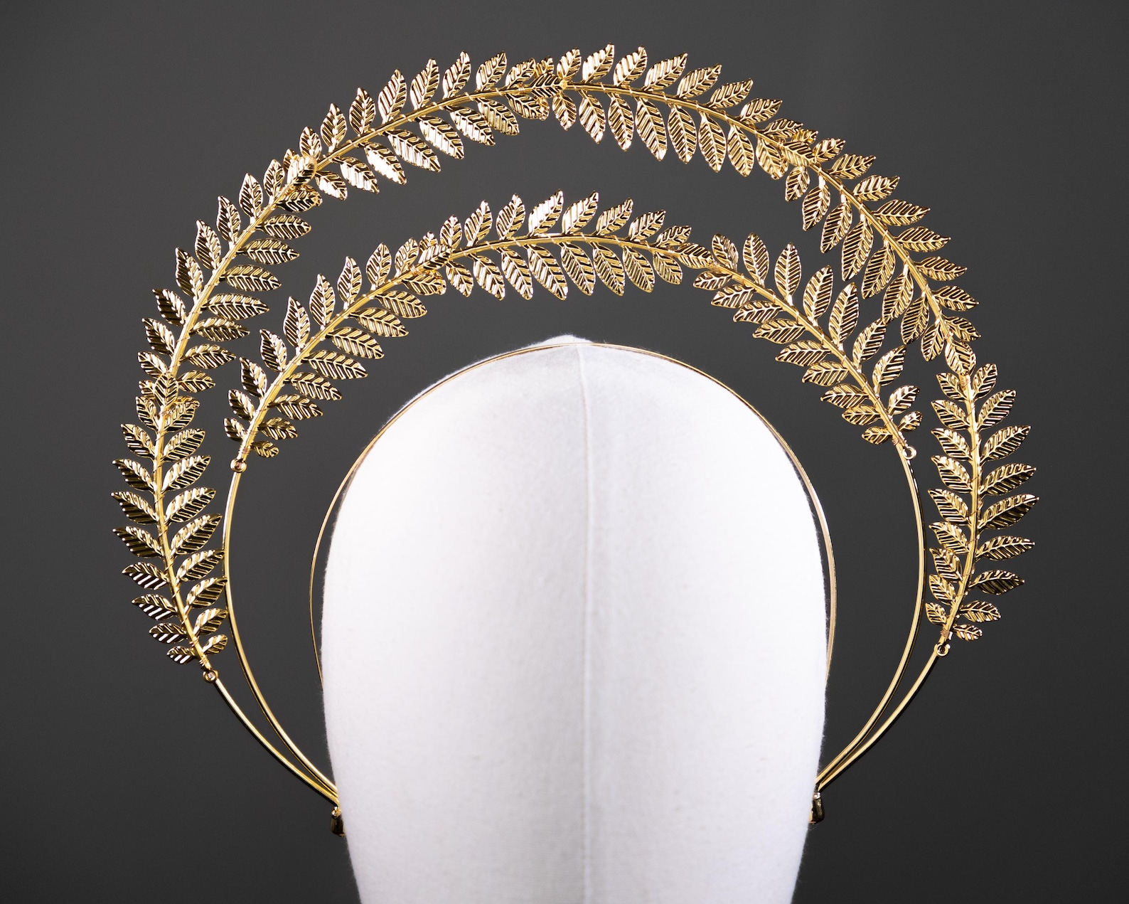Bridal Laurel Leaf Gold Halo Crown Angel Wings Baroque Greek Goddess ...