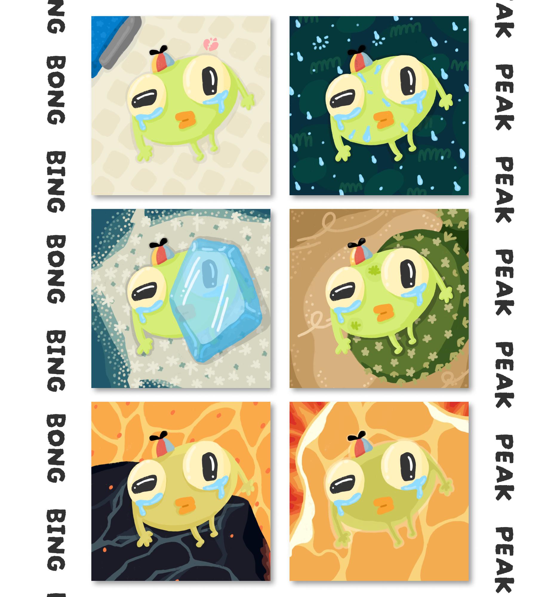 Bing Bong PEAK Game Stickers | Cute Plushie Character in All Biomes Set ...