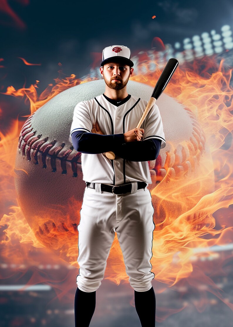100 Fire Baseball Photo Backgrounds: Sports Photography Overlays ...