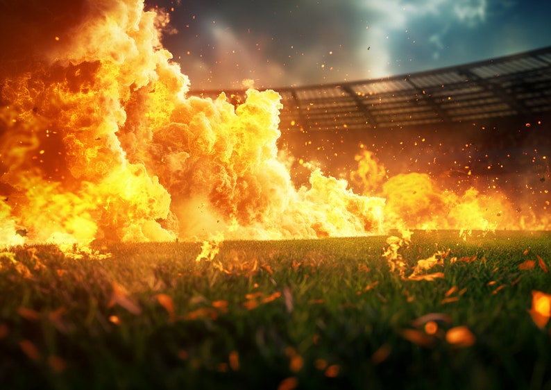 Fire Explosion Soccer Stadium Photo Backgrounds (digital Download) - Etsy