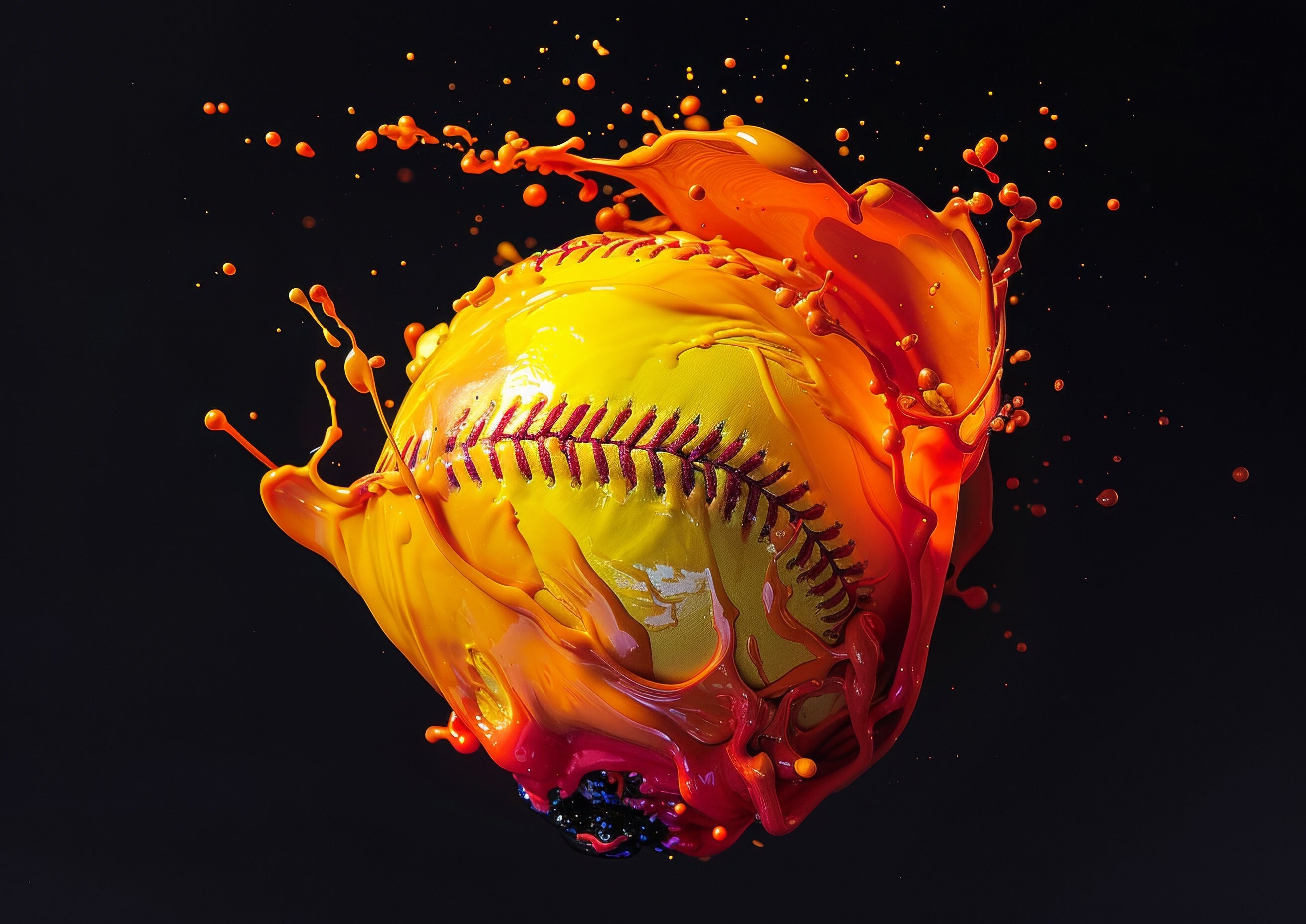 64 Softball in 3D Color-themed Images for Sports Photo Backgrounds ...