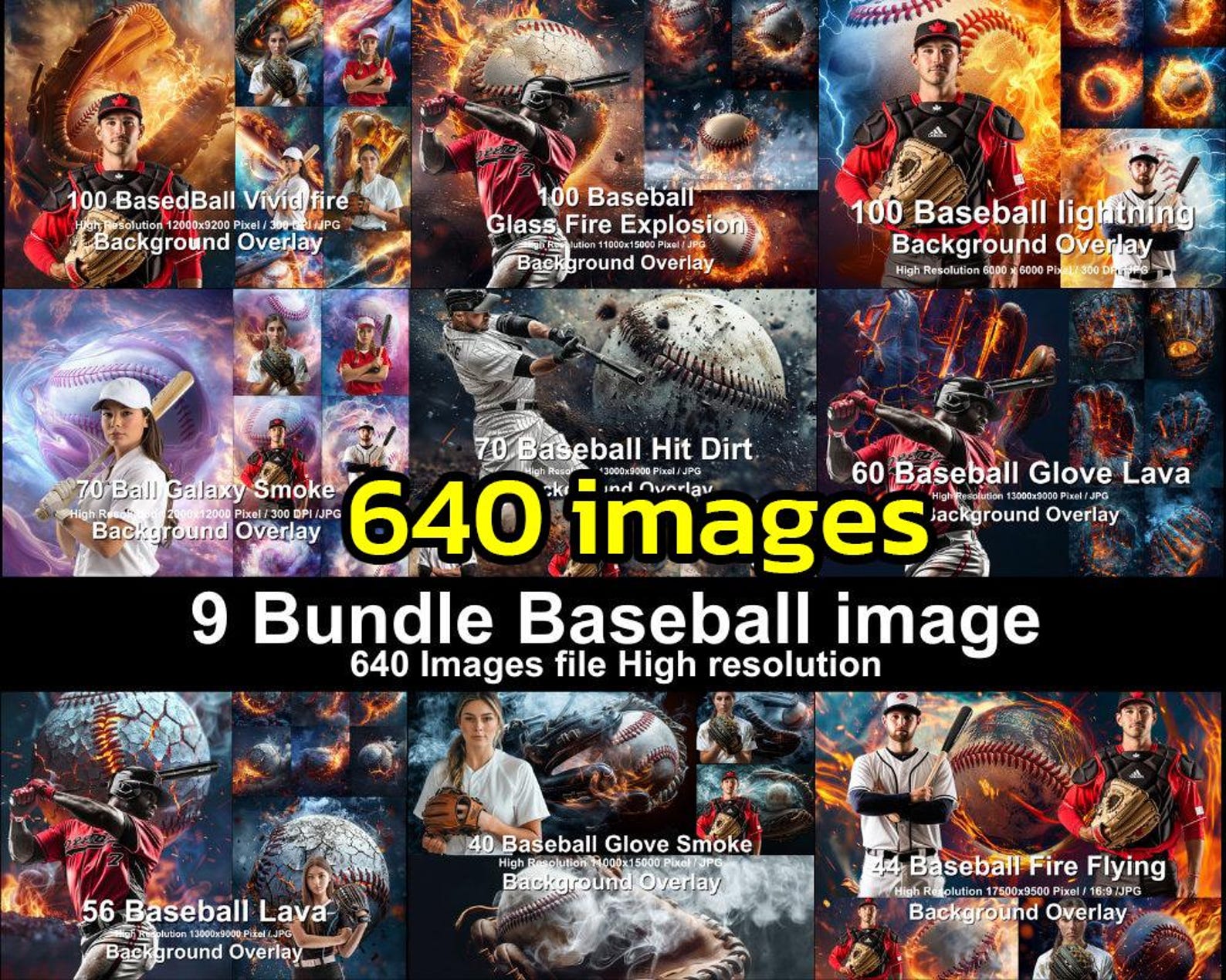 9-bundle Baseball Collection: Digital Backgrounds for Photoshop Edits ...